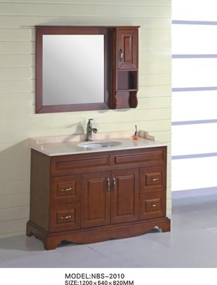 China Customized shapes narrow depth bathroom vanity , mahogany flush antique bathroom sink cabinets supplier