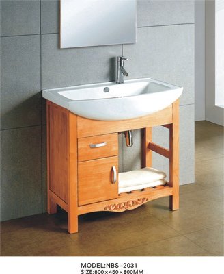 China Customized Dimenstions bathroom furniture vanities , bathroom freestanding cabinets wood 1 door 1 drawer supplier