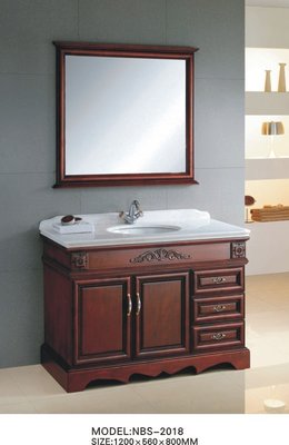 China Freestanding bathroom furniture double sink bathroom vanities and cabinets marble top supplier
