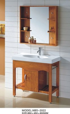 China 85 X 45 X 85 / cm Square Sinks Bathroom Vanities wooden ceramic basin supplier