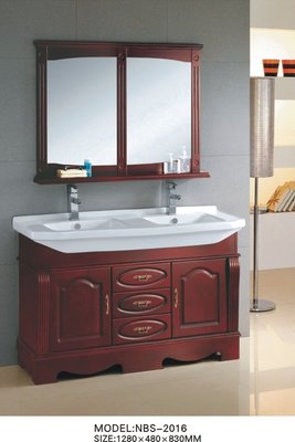 China Cherry color traditional double sink vanity , custom bathroom vanities ISO2000 standard supplier