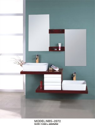 China 1200 * 460mm floating double vanity , floating wood vanity Silver Mirror with oak Mirror Shelf supplier