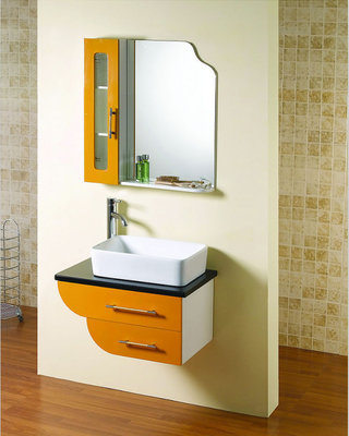 China Square shape floating bathroom sink cabinets modern with 5mm silvered float mirror supplier