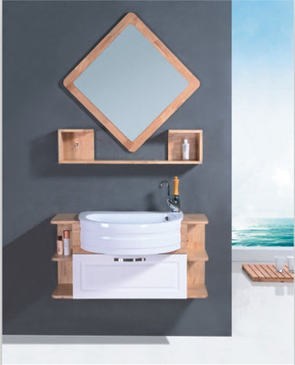 China Round Type Natural wood Bathroom Cabinet with mirror various size 80 * 80 * 16cm mirror supplier