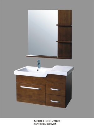 China 900 * 480mm single sink Ceramic Bathroom Vanity hanging 16mm oak board Material supplier