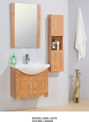 China 60 X 46 / cm Solid Wood Bathroom Cabinet wall mount Ceramic Basin Material supplier