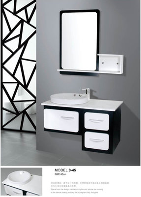 China Balck / White modern floating bathroom vanities wall mount soft closer with drawer supplier