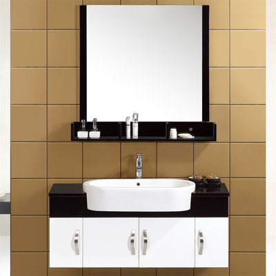 China 16mm solid wood small Floating Bathroom Vanities customized Dimenstions single sink cabinet supplier