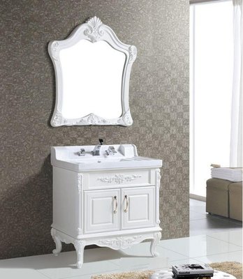 China 80 X 52 / cm antique white bathroom vanity , plastic bathroom mirror cabinet ISO2000 Standard supplier