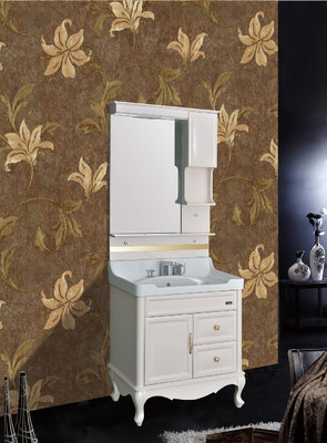 China Vanity PVC Classic Bathroom Vanities With Single Vanity Sink / Cabinet Mirror / Basin supplier