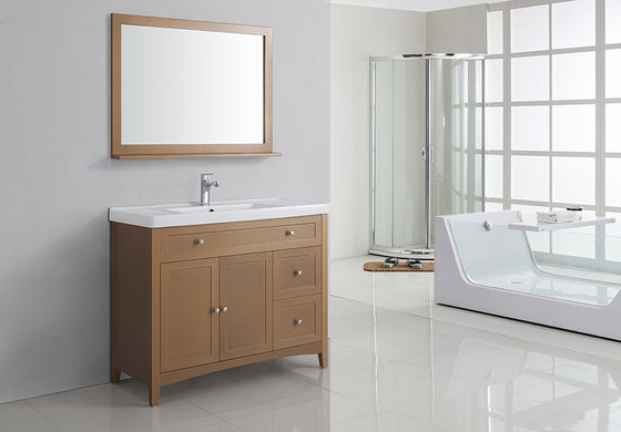 China Simple Modern 40 Inches MDF Bathroom Cabinet Acrylic - Resin Integrated Sink supplier