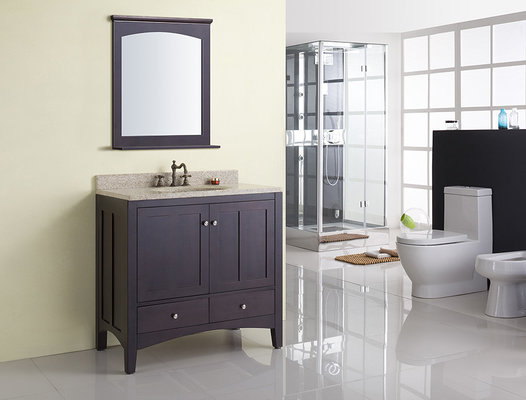 China Square Modern Bathroom Sink Vanity / Rectangle Sink Vanity Contemporary Dark Brown supplier