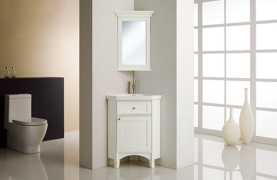 China Corner Solid Wood Bathroom Cabinet / Bathroom Vanities Painted Glue Basin supplier