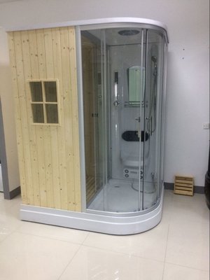 China Recantangel Sauna Room Bathroom Shower Cabins 2 Sided Waste Drain / Wooden Room supplier