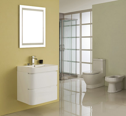 China Single Ceramic Basin Rectangle Sink Vanity Hanged White Flush Color With Mirror supplier