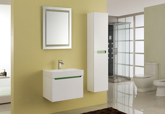 China 15mm PVC Board Modern Bathroom Sink Vanity With Resin / Glue Basin Aluminium Handles supplier