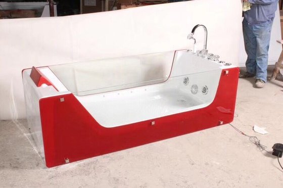 China Red Rectangle ABS Acrylic Air Bubble Bathtubs For Bathroom 87 x 182 X 72cm supplier